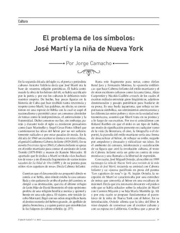 (PDF) El problema de los símbolos: José Martí y la niña de Nueva York /The problem of symbols ...