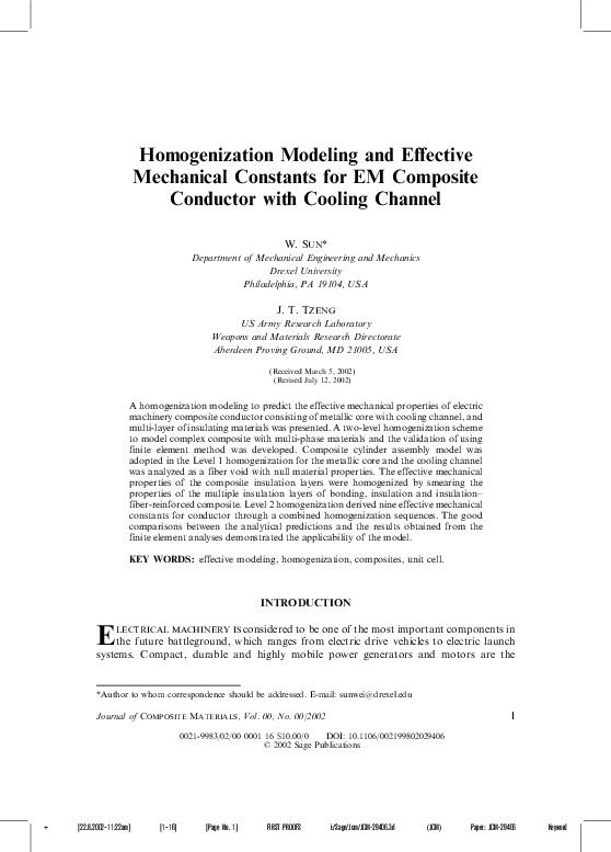 (PDF) Homogenization Modeling and Effective Mechanical Constants for EM ...