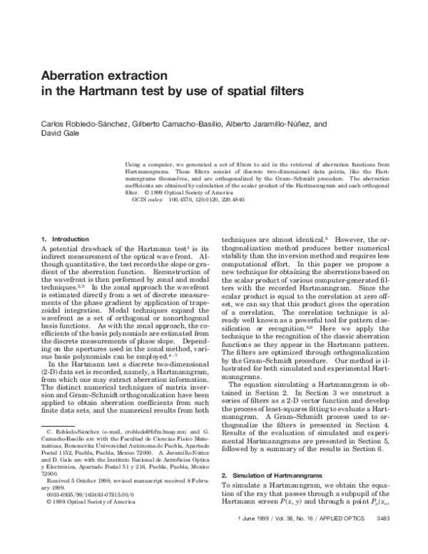 (PDF) Aberration extraction in the Hartmann test by use of spatial filters