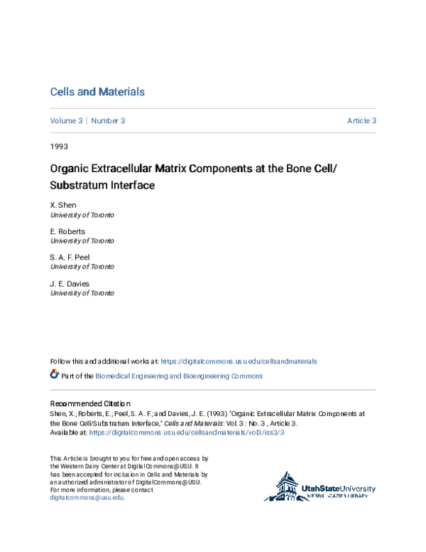 (PDF) Organic Extracellular Matrix Components at the Bone Cell ...