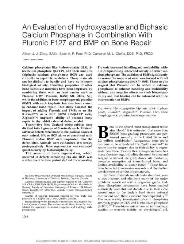 (PDF) An Evaluation of Hydroxyapatite and Biphasic Calcium Phosphate in ...