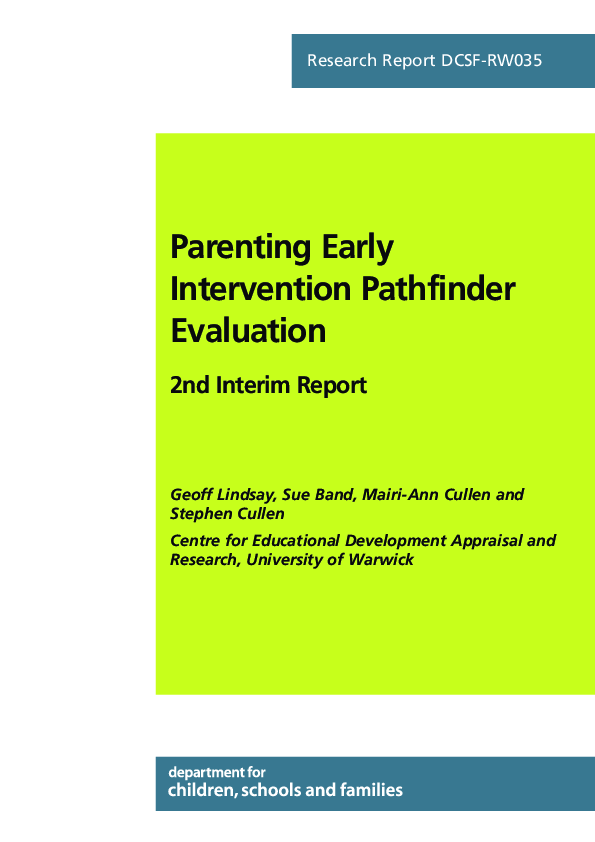 (PDF) Parenting Early Intervention Pathfinder Evaluation