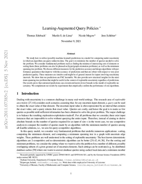 (PDF) Learning-Augmented Query Policies | Murilo de Lima - Academia.edu