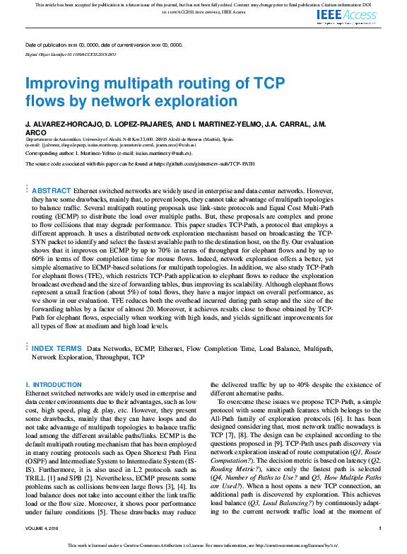 (PDF) Improving multipath routing of TCP flows by network exploration