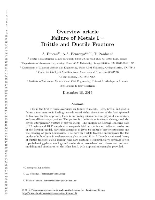 (PDF) Failure of metals I: Brittle and ductile fracture