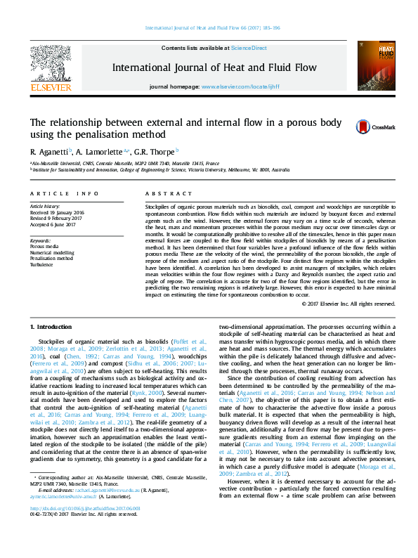 (PDF) The relationship between external and internal flow in a porous ...