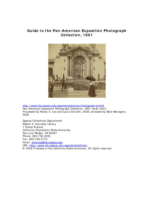 (PDF) Guide to the Pan-American Exposition Photograph Collection, 1901
