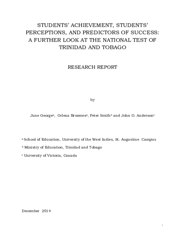 (PDF) Students’ achievement, students’ perceptions and predictors of ...