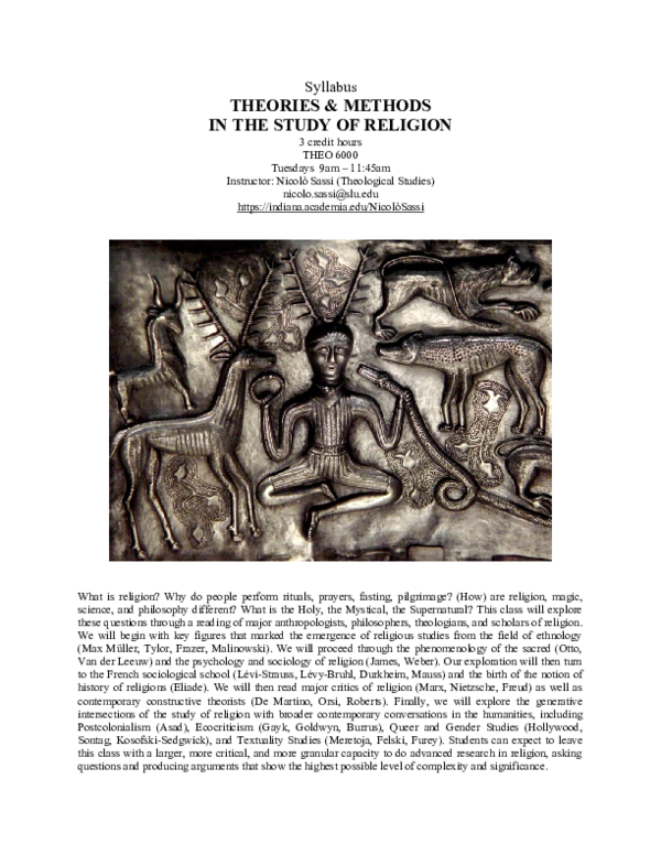 (DOC) Theories & Methods in The Study of Religion (Spring 2024, Saint ...
