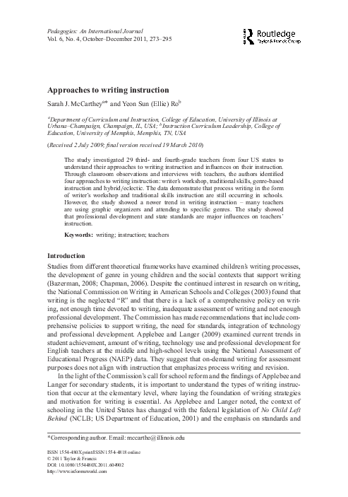 (PDF) Approaches to writing instruction