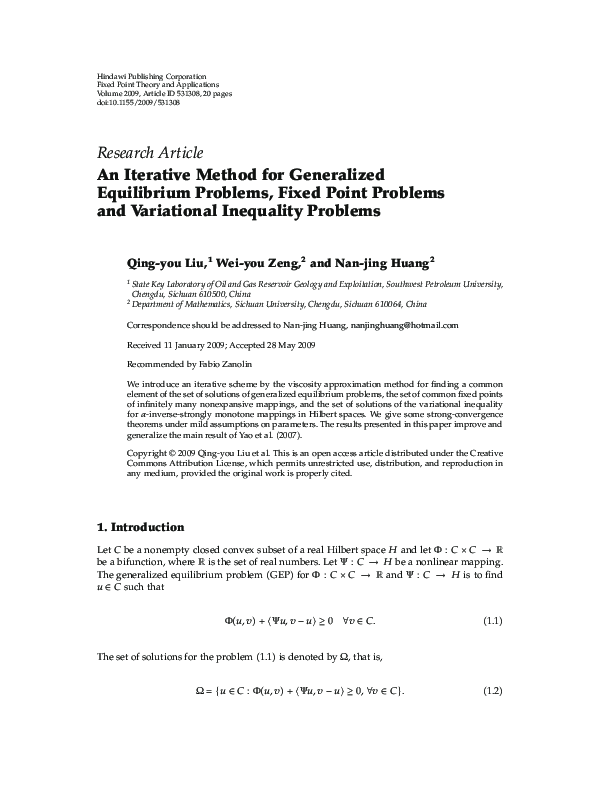 (PDF) An Iterative Method for Generalized Equilibrium Problems, Fixed Point Problems and ...
