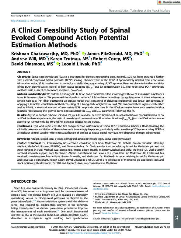 (PDF) A Clinical Feasibility Study of Spinal Evoked Compound Action Potential Estimation Methods