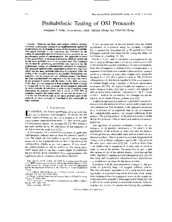 (PDF) Probabilistic testing of OSI protocols | Deepinder Sidhu ... (PDF) Probabilistic testing of OSI protocols | Deepinder Sidhu ...