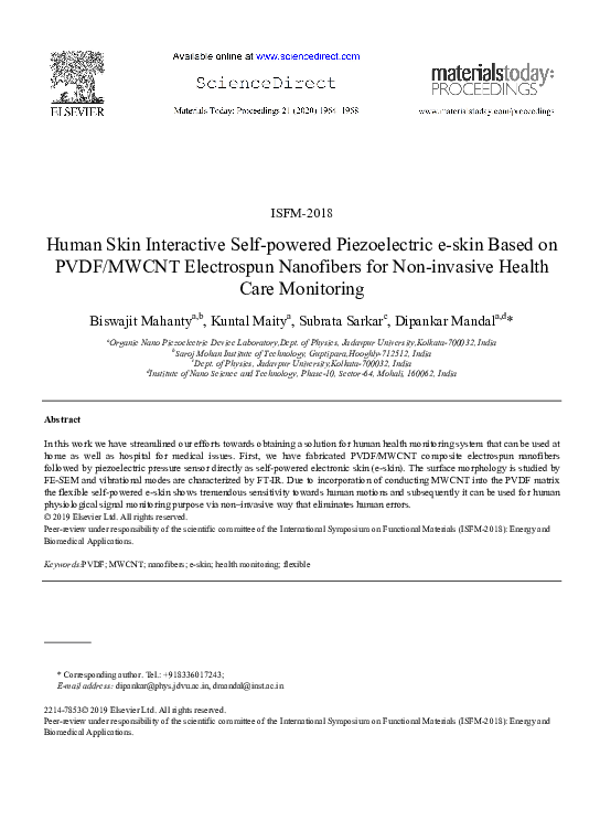 (PDF) Human Skin Interactive Self-powered Piezoelectric e-skin Based on ...