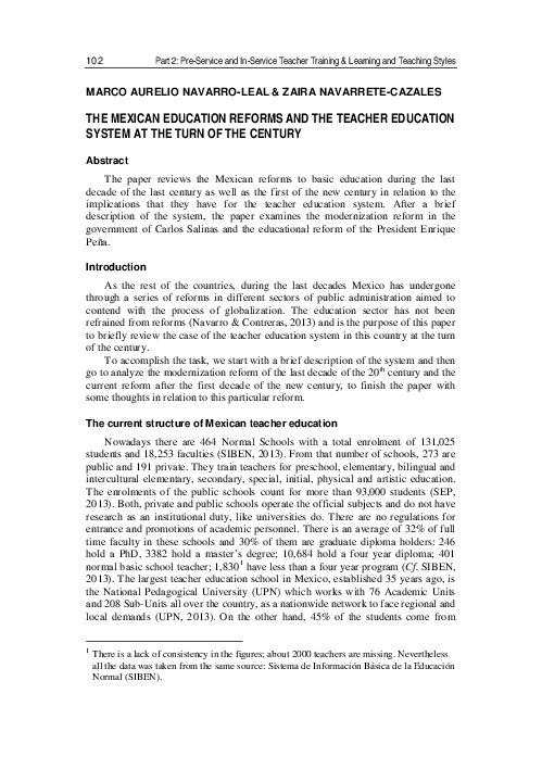 (PDF) The Mexican Education Reforms and the Teacher Education System at ...