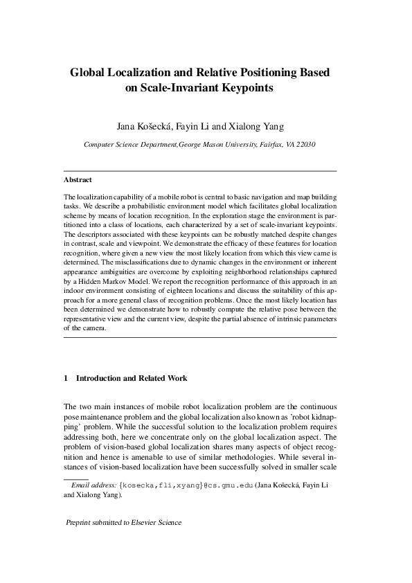 (PDF) Global localization and relative positioning based on scale-invariant keypoints