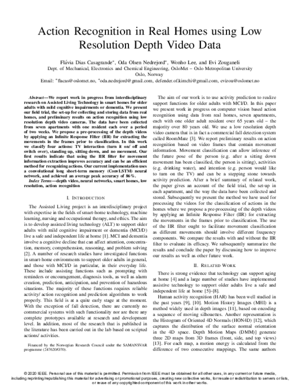 (PDF) Action Recognition in Real Homes using Low Resolution Depth Video ...