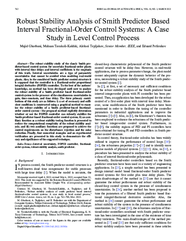 (PDF) Robust Stability Analysis of Smith Predictor Based Interval Fractional-Order Control ...
