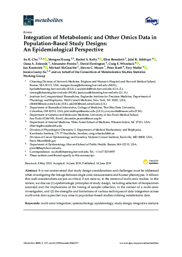 (PDF) Integration of Metabolomic and Other Omics Data in Population-Based Study Designs: An ...