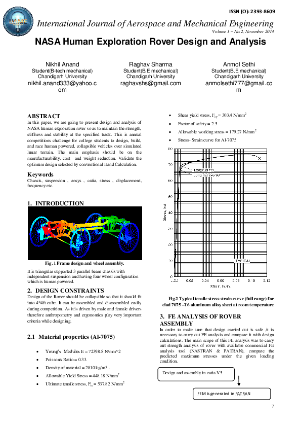 (PDF) NASA Human Exploration Rover Design and Analysis