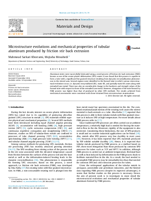 (PDF) Microstructure evolutions and mechanical properties of tubular aluminum produced by ...