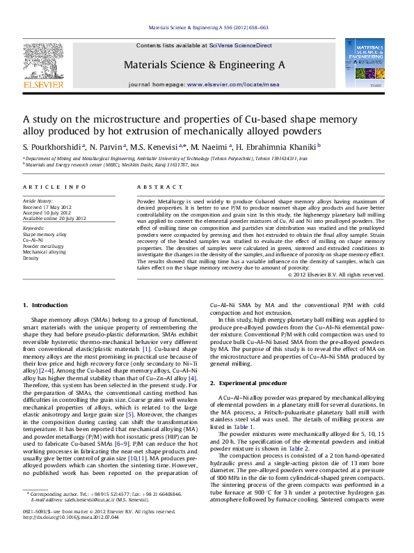 (PDF) A study on the microstructure and properties of Cu-based shape memory alloy produced by ...