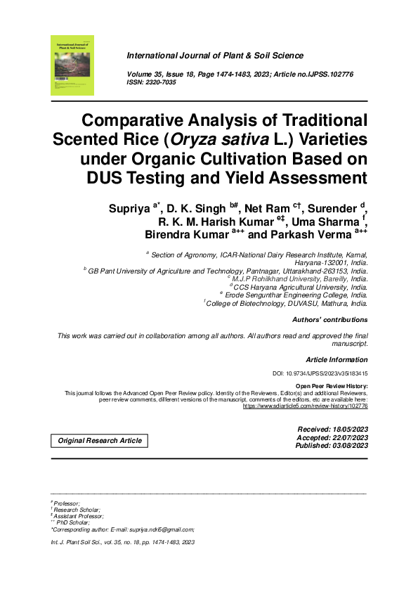 (PDF) Comparative Analysis of Traditional Scented Rice (Oryza sativa L ...