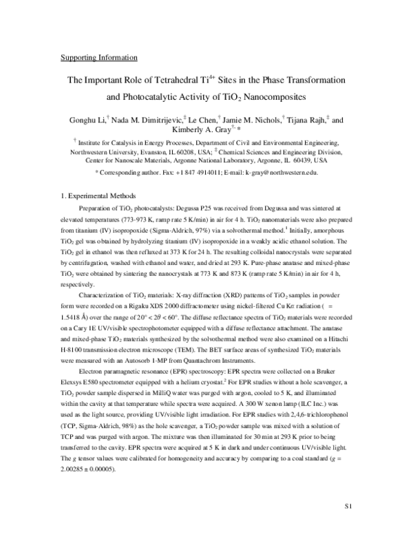 Pdf Tetrahedral Ti4 Sites Enhance Tio2 Photocatalysis