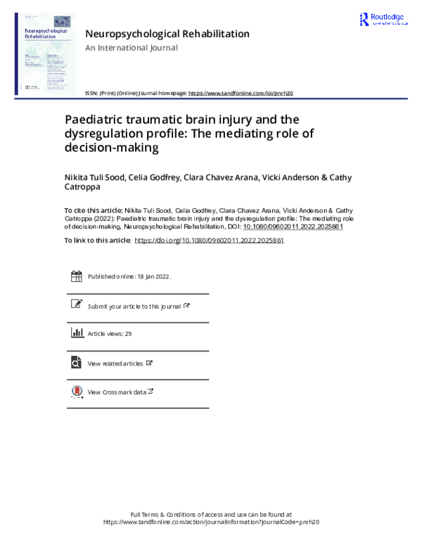 (PDF) Paediatric traumatic brain injury and the dysregulation profile ...
