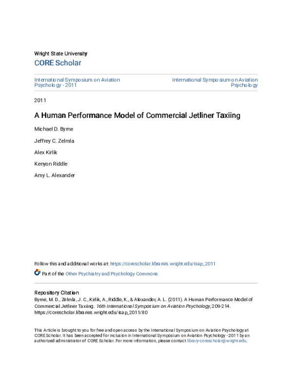 (PDF) A Human Performance Model of Commercial Jetliner Taxiing