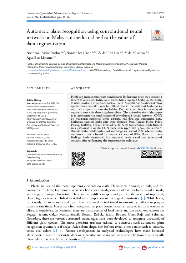 Pdf Automatic Plant Recognition Using Convolutional Neural Network On