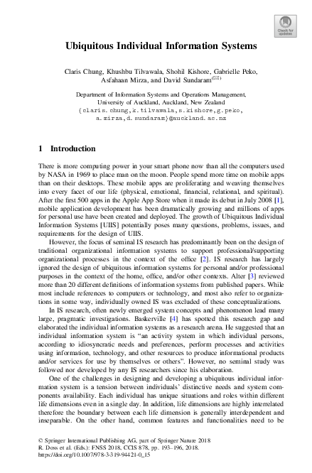 (PDF) Ubiquitous Individual Information Systems
