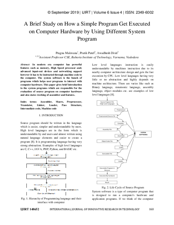 (PDF) A Brief Study on How a Simple Program Get Executed on Computer ...