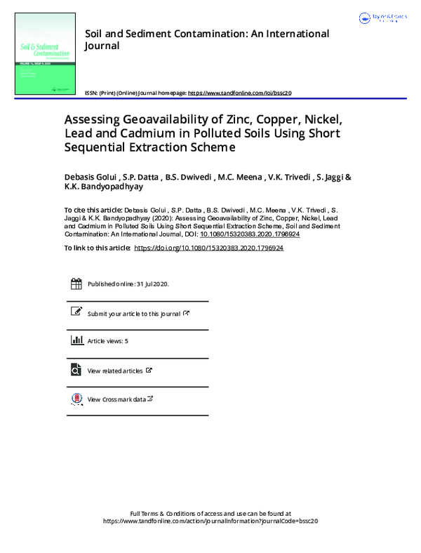 (PDF) Assessing Geoavailability of Zinc, Copper, Nickel, Lead and ...