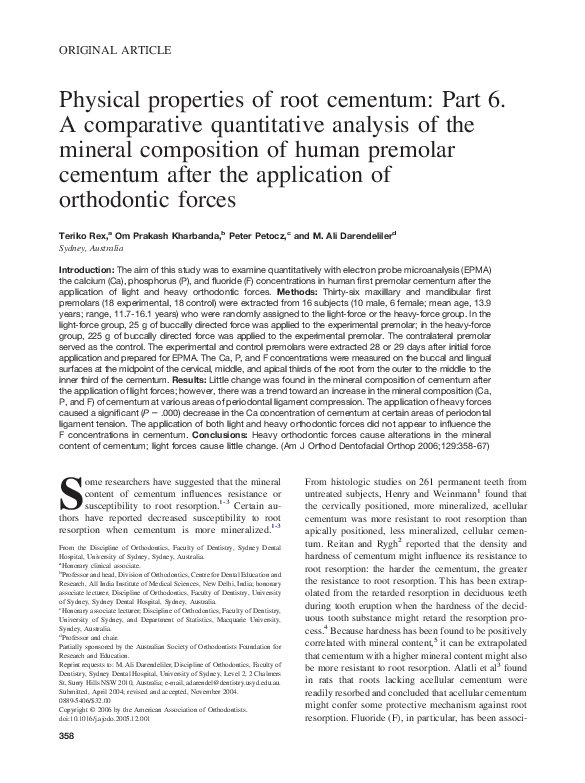 (PDF) Physical properties of root cementum: Part 6. A comparative ...
