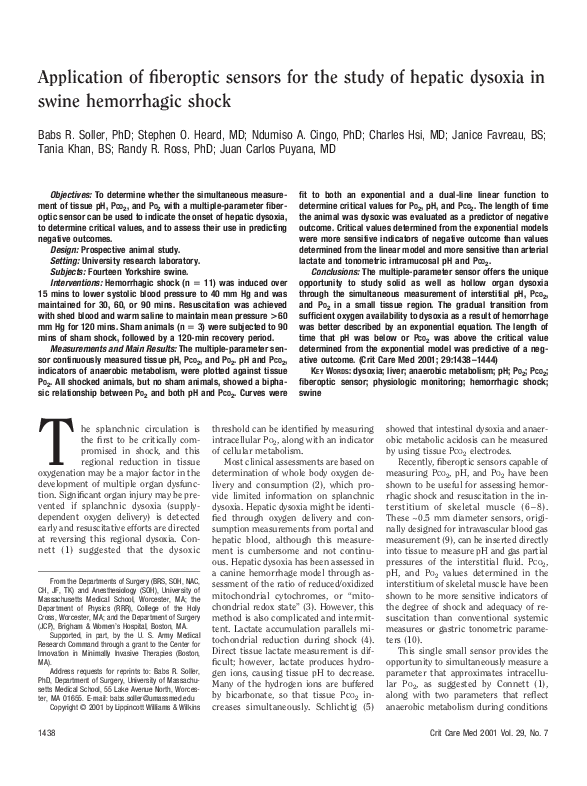 (PDF) Application of fiberoptic sensors for the study of hepatic ...