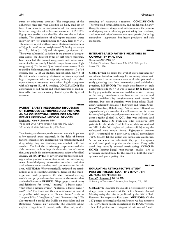 (PDF) PMD10: Evaluating Retrospective Study Posters Presented at the ...