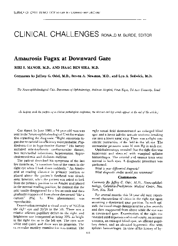 (PDF) Amaurosis fugax at downward gaze