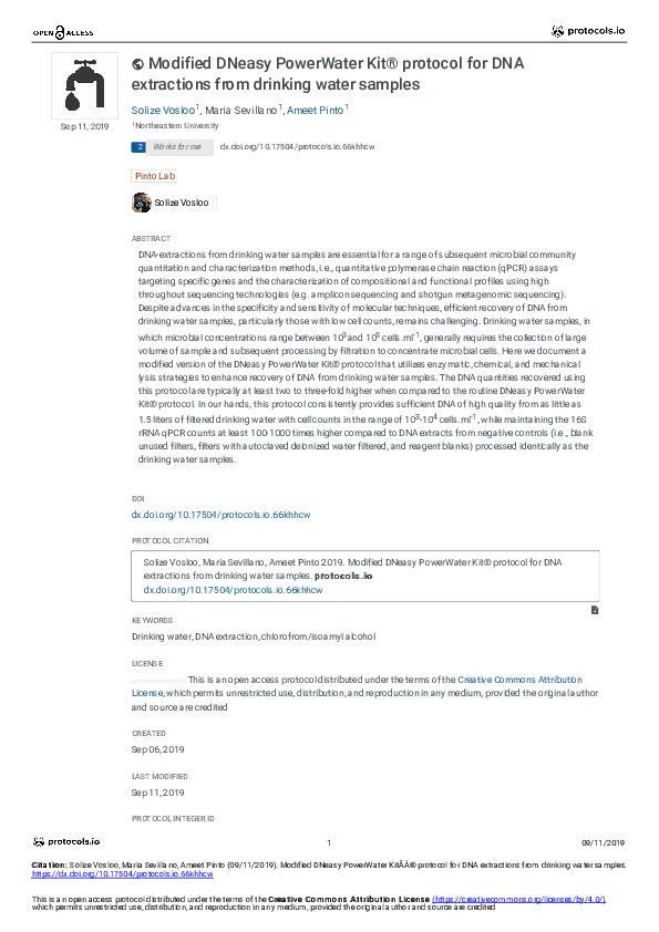 (PDF) Modified DNeasy PowerWater Kit® protocol for DNA extractions from ...