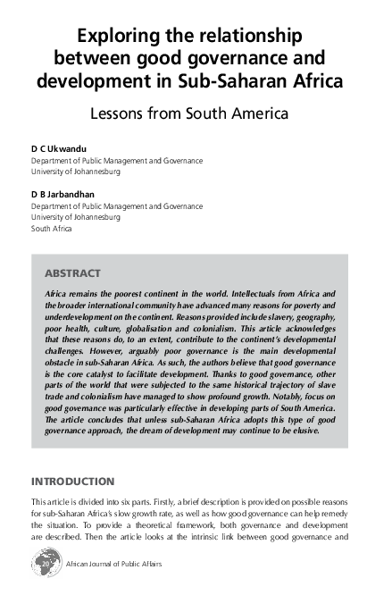 (PDF) Exploring the relationship between good governance and ...