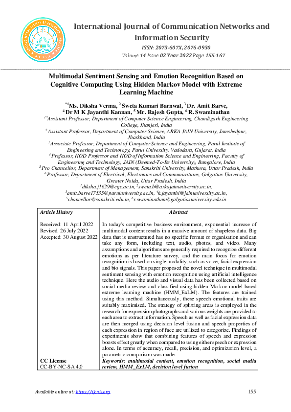 (PDF) Multimodal Sentiment Sensing and Emotion Recognition Based on Cognitive Computing Using ...