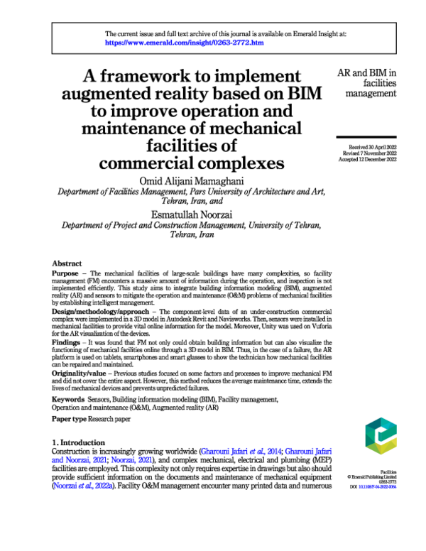 (PDF) A Framework to Implement Augmented Reality based on BIM to Improve Operation and ...