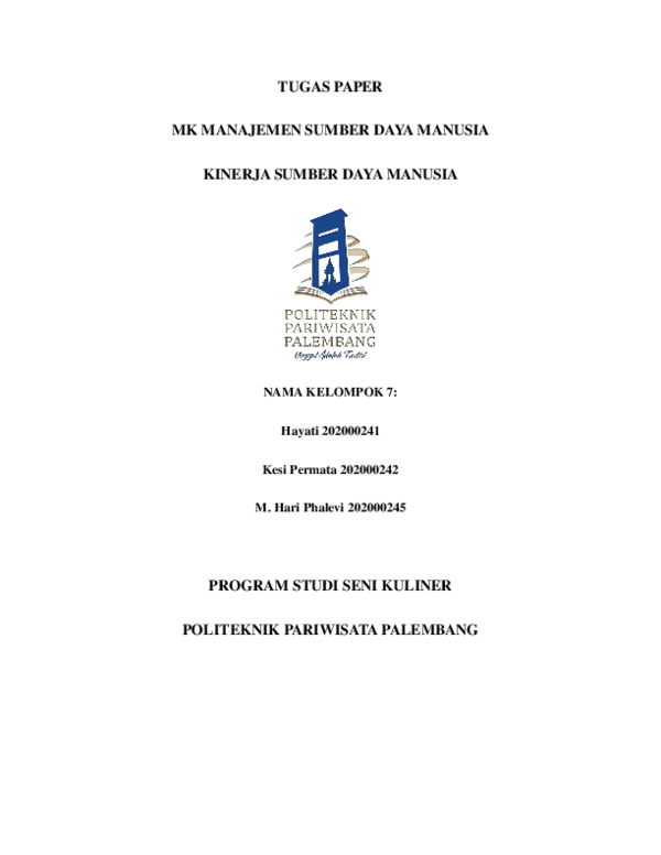 (PDF) TUGAS PAPER MK MANAJEMEN SUMBER DAYA MANUSIA | Hayati Hayati ...