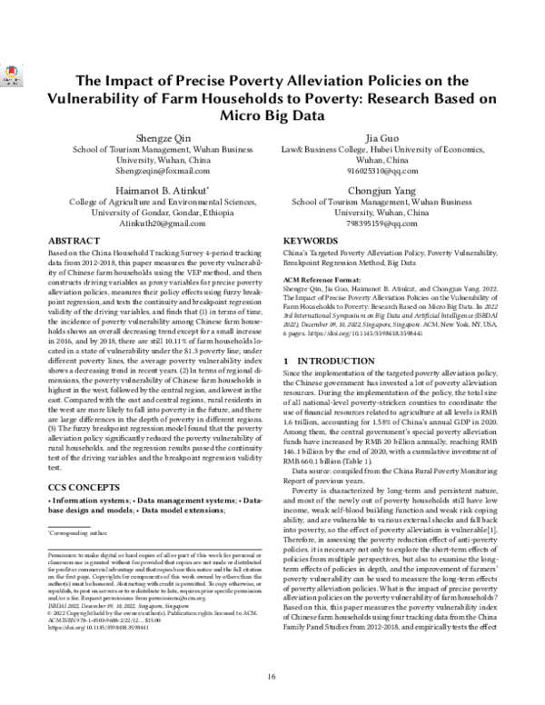 (PDF) The Impact of Precise Poverty Alleviation Policies on the ...