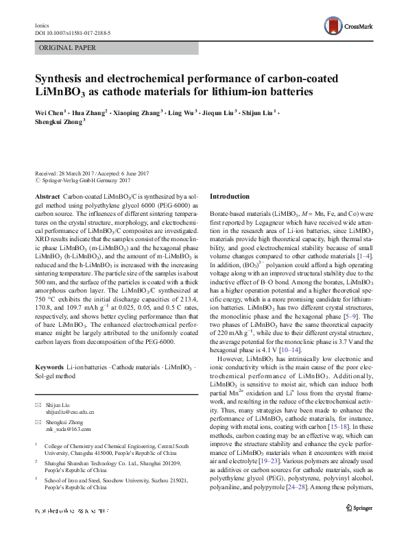 (PDF) Synthesis and electrochemical performance of an imidazolium based ...