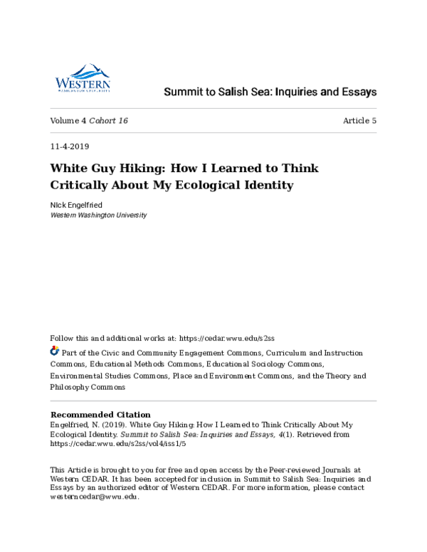 (PDF) White Guy Hiking: How I Learned to Think Critically About My ...