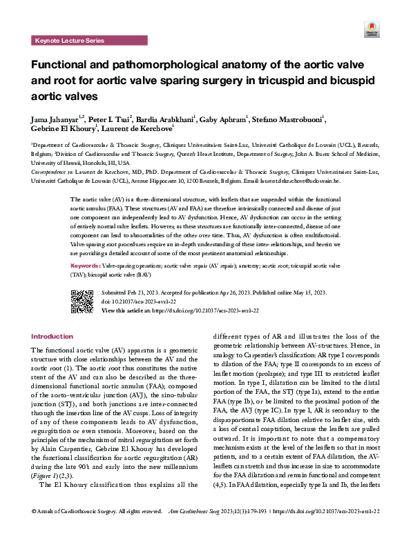 (PDF) Functional and pathomorphological anatomy of the aortic valve and ...