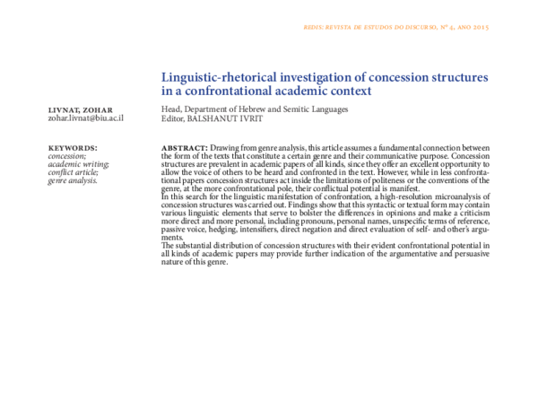 (PDF) Linguistic-rhetorical investigation of concession structures in a ...