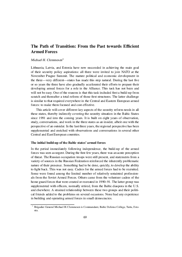 (PDF) The Path of Transition: From the Past towards Efficient Armed Forces