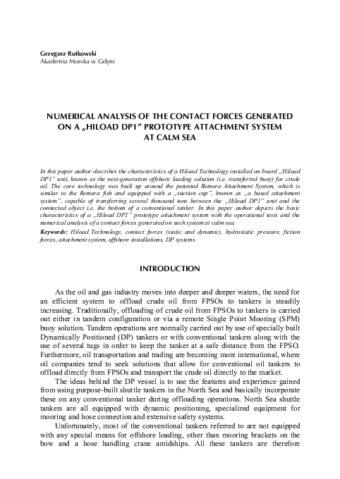 (PDF) Numerical Analysis of the Contact Forces Generated on a „Hiload ...